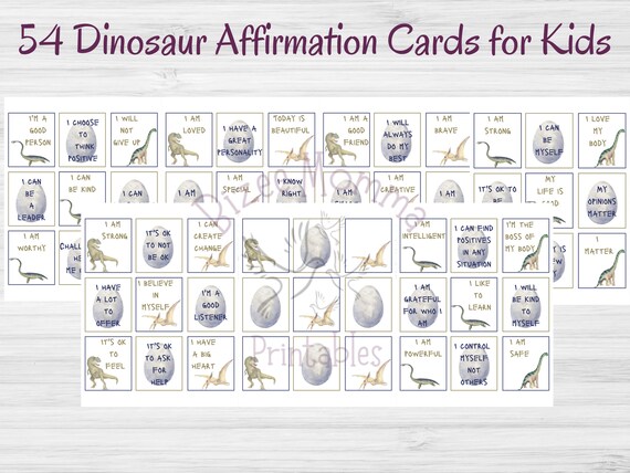 Dinosaur Cards Dinosaur Affirmations Affirmations for Kids | Etsy
