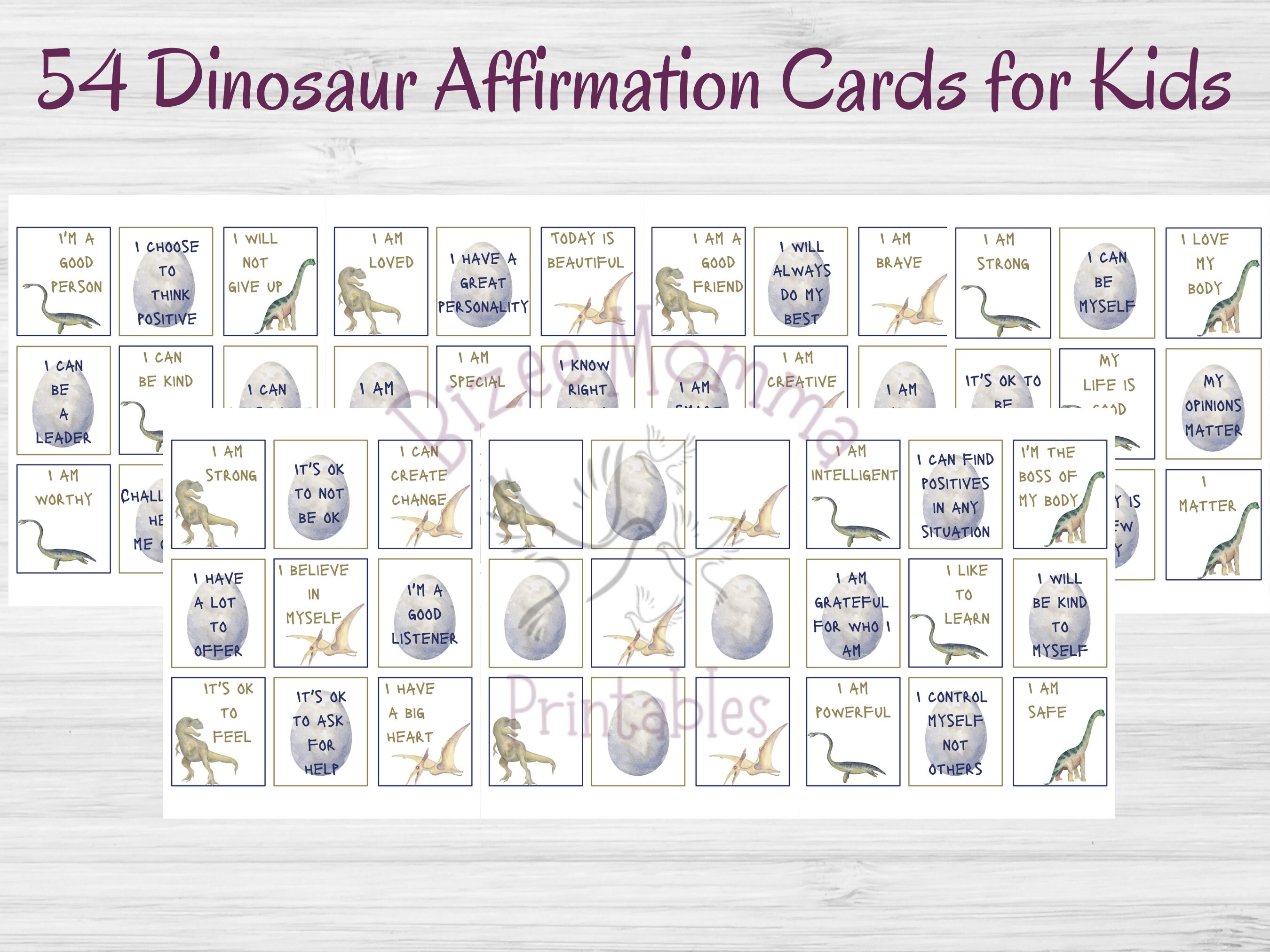Dinosaur Cards, Dinosaur Affirmations, Affirmations for Kids ...