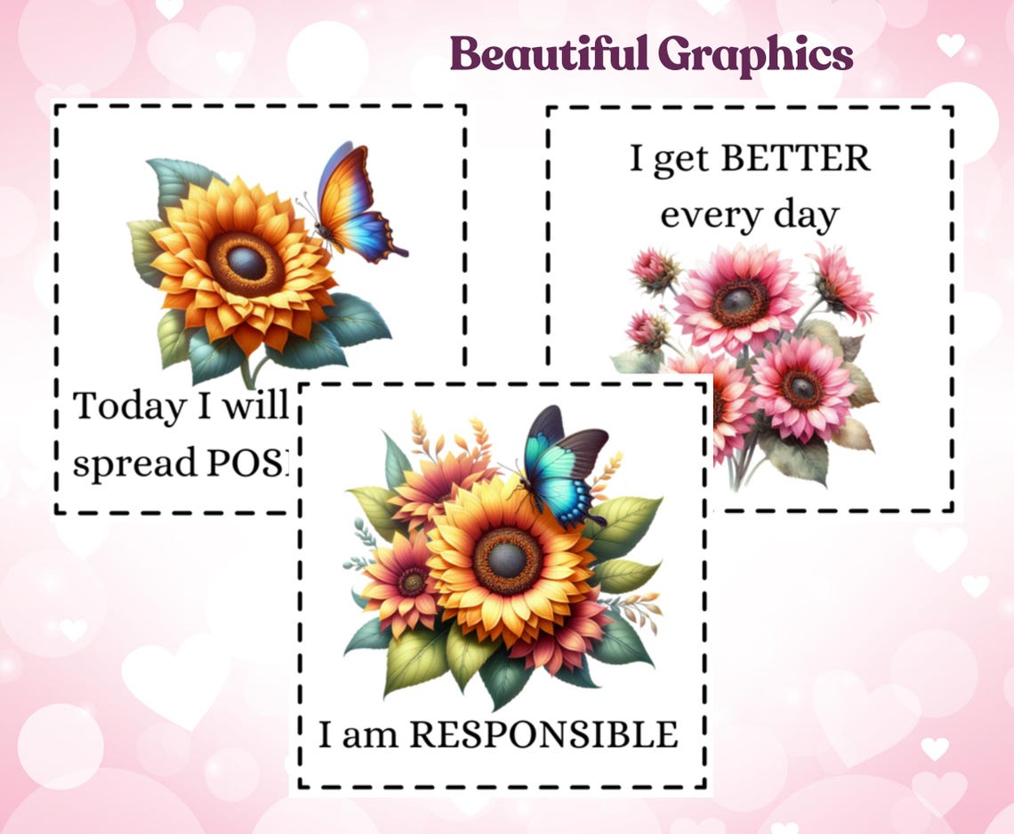Sunflower Affirmation Cards: Self-care Mindfulness (digital Download ...