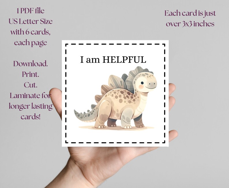 Affirmation Cards for Kids Dinosaur Theme Affirmation Cards for ...