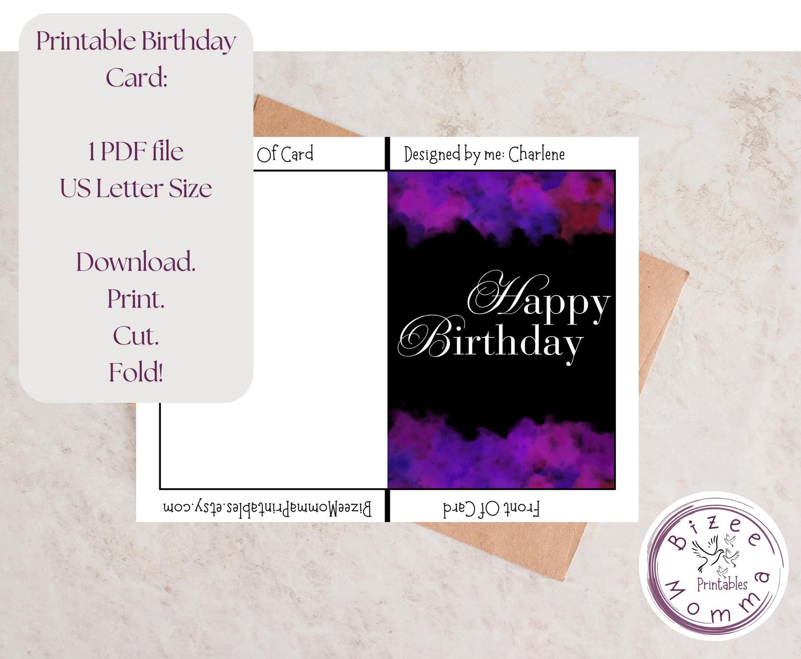 Printable Birthday Card: DIY Greeting Card (PDF Download) - Etsy