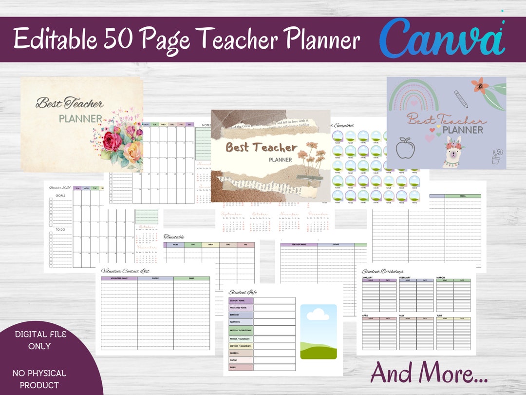 Editable Teacher Planner: 50+ Page Lesson Plan Template (digital ...
