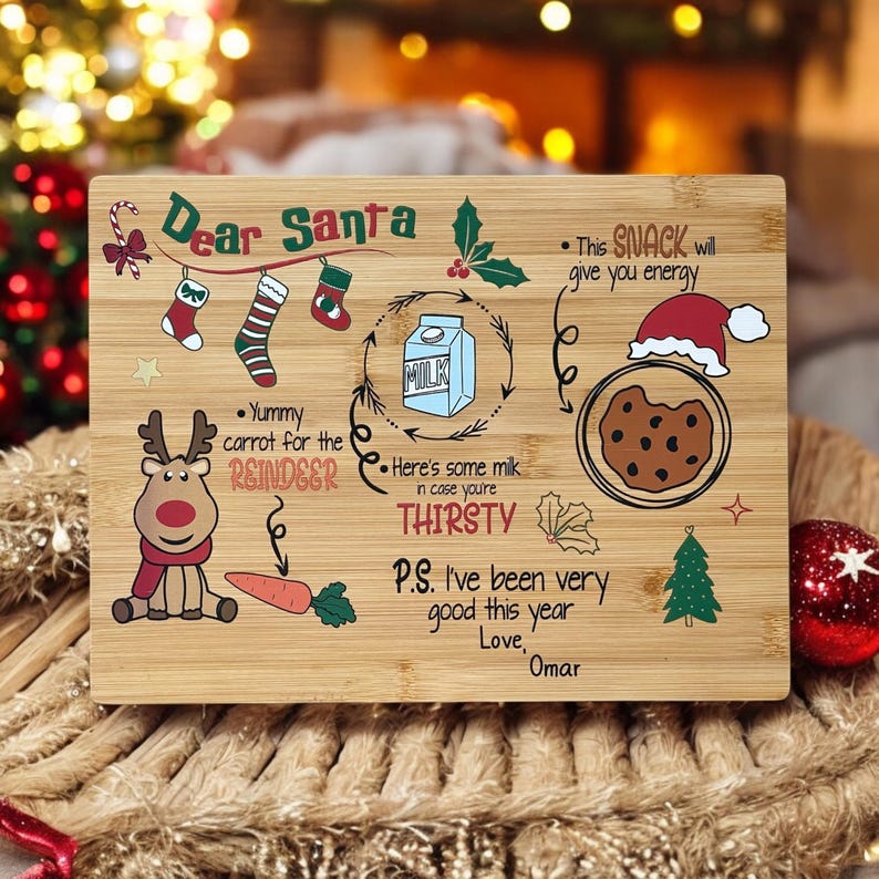 Customized Santa Treat Board, Christmas Eve Platter, Reindeer Food Tray ...