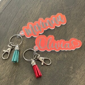Iridescent Name Keychain, Backpack Keychain, Personalized Name Clip Tag ...