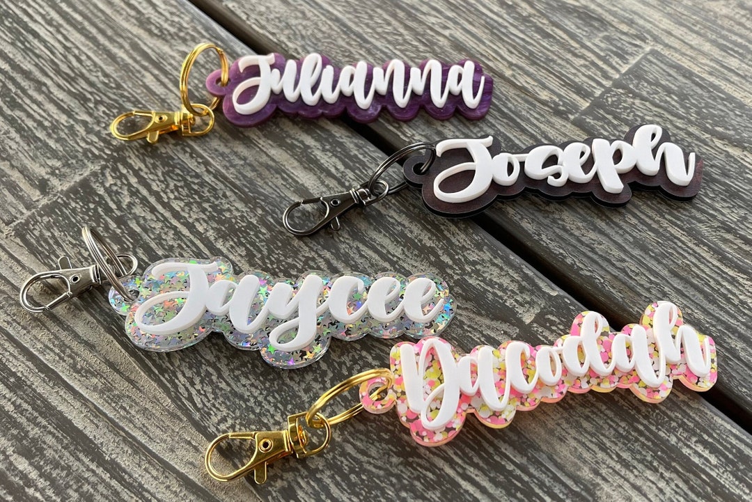 Name Keychain, Backpack Keychain, Personalized Name Clip Tag, Acrylic ...