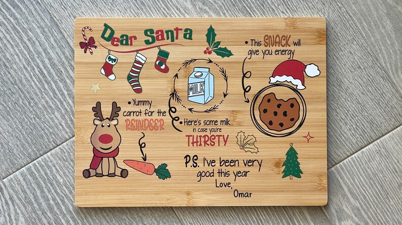 Customized Santa Treat Board, Christmas Eve Platter, Reindeer Food Tray ...