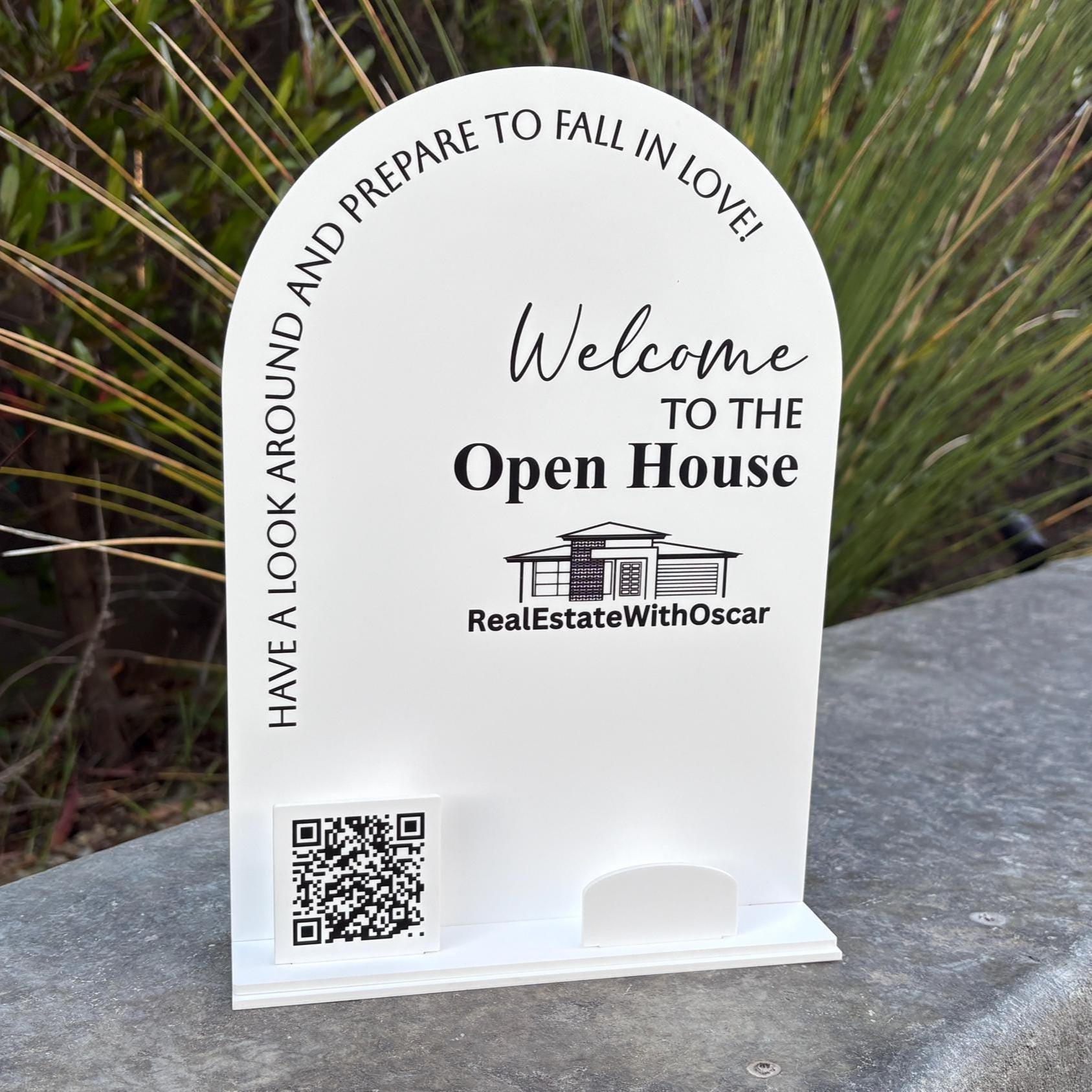 Realtor Open House Sign: Custom Logo, QR Code, Business Card Holder - Etsy