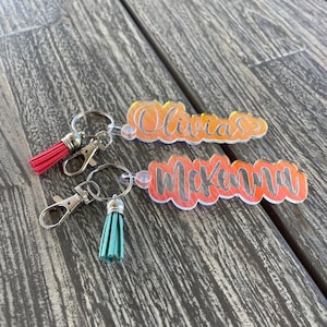 Iridescent Name Keychain, Backpack Keychain, Personalized Name Clip Tag ...