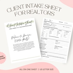 Client Intake Sheet | Real Estate | Real Estate Agent | Instant ...