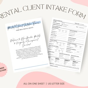 Real Estate Tenant Questionnaire, Tenant Intake Form, Client ...