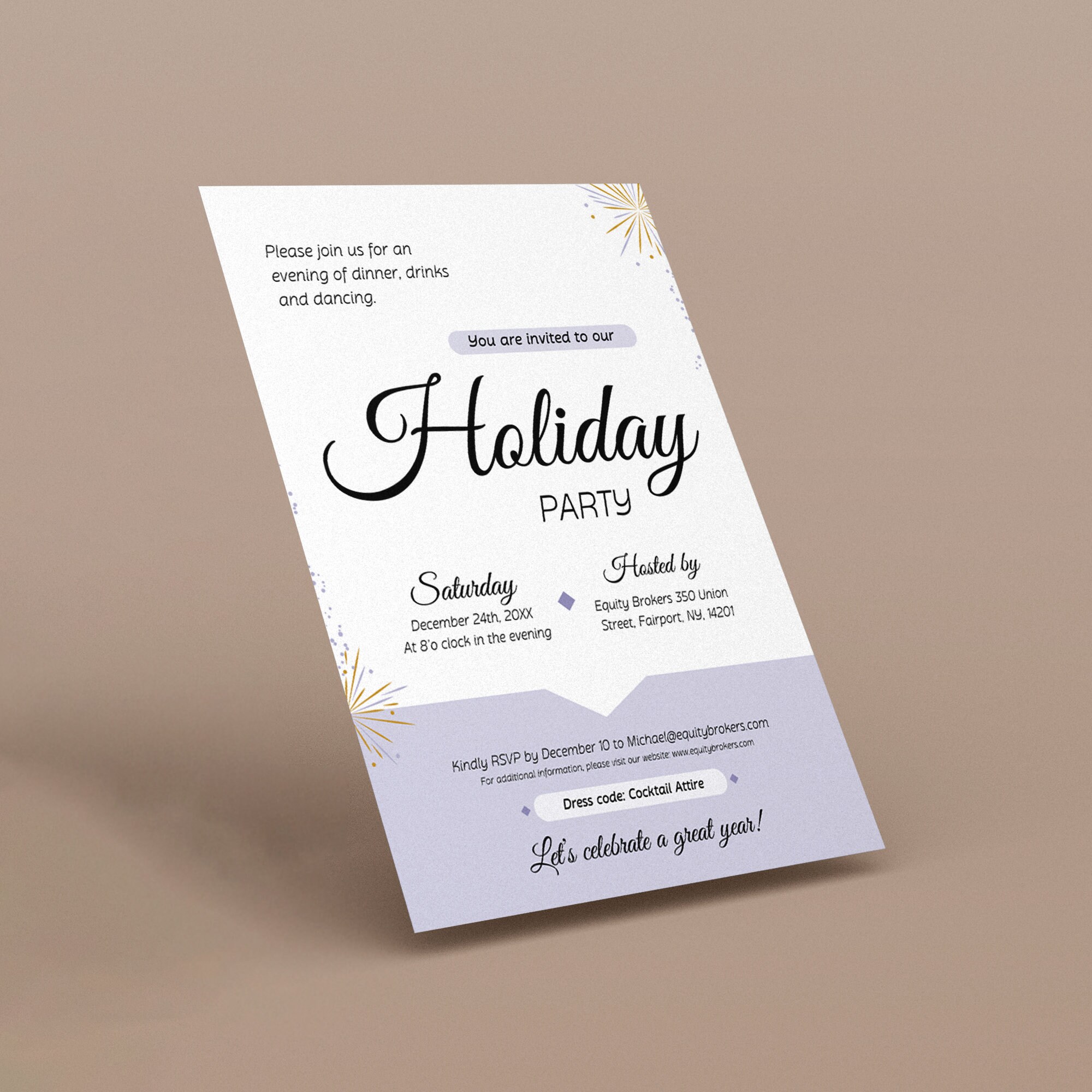 Elegant Classy Holiday Party Invitation Editable Template - Etsy