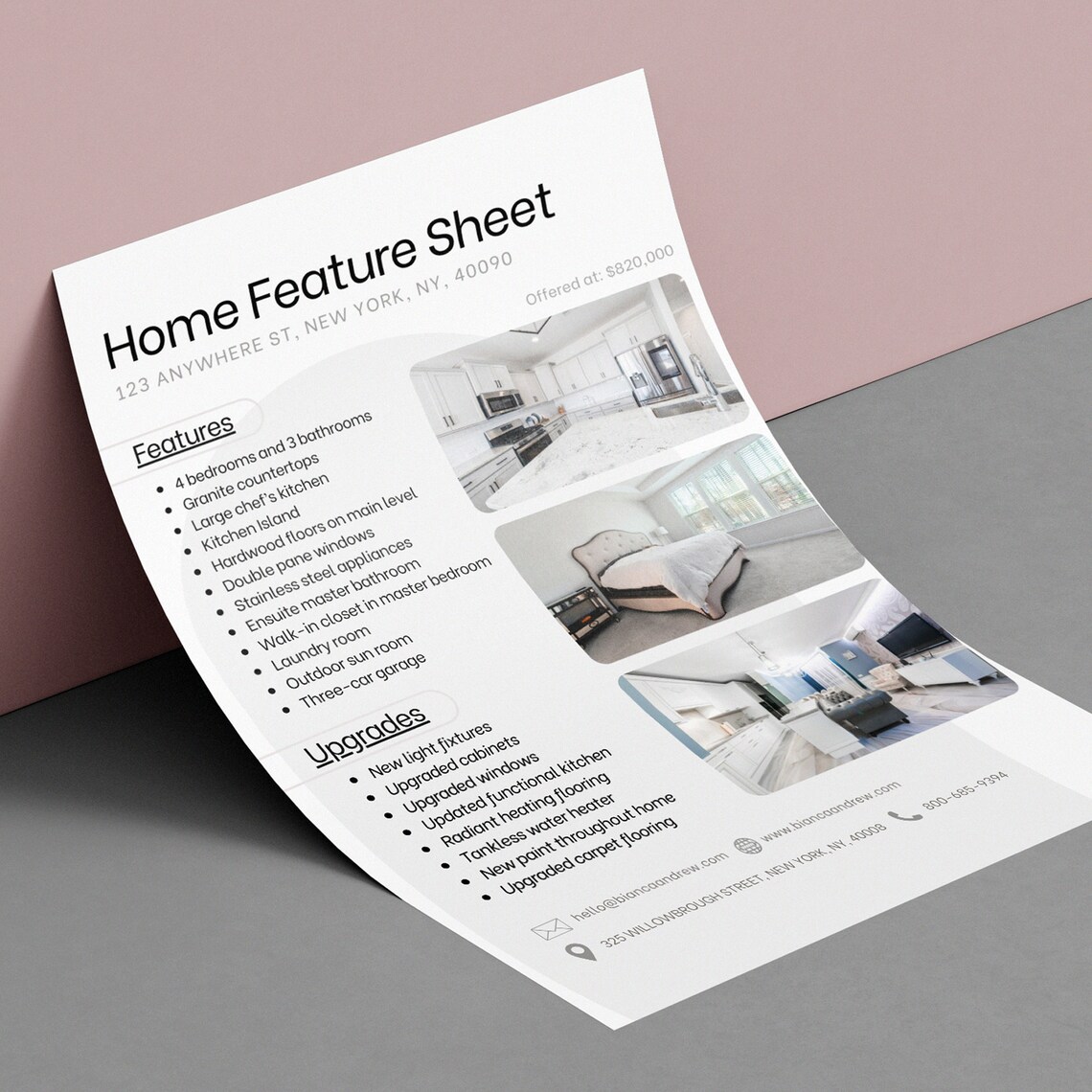 Real Estate Home Feature Sheet Flyer Template Real Estate - Etsy