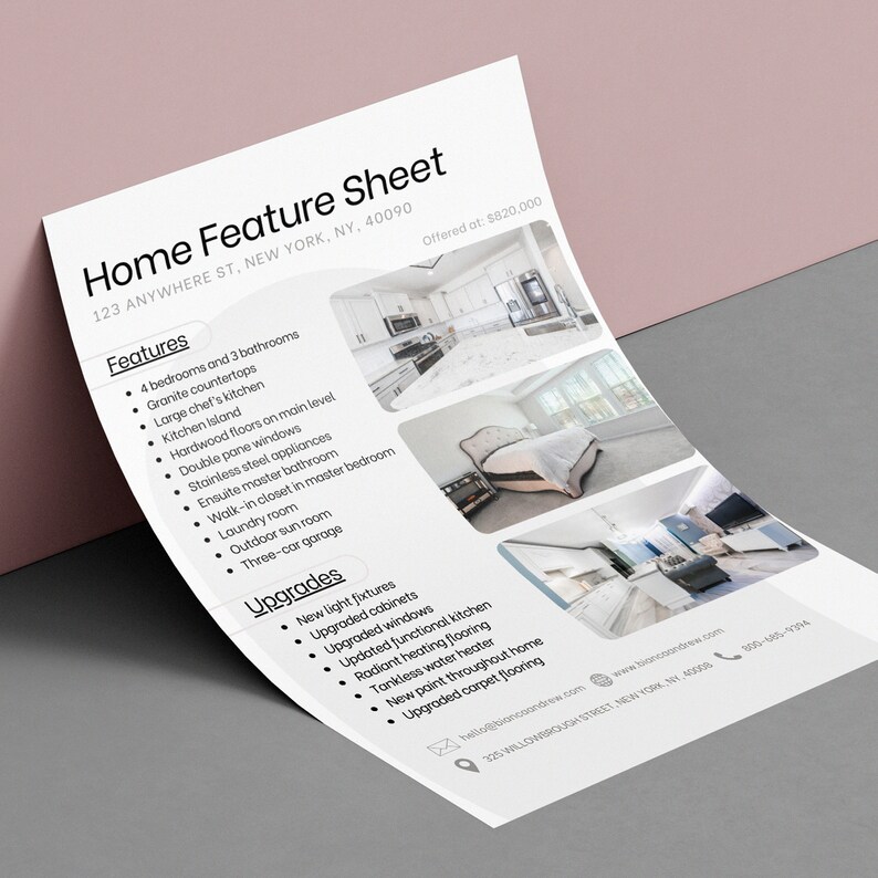 Real Estate Home Feature Sheet Flyer Template Real Estate - Etsy