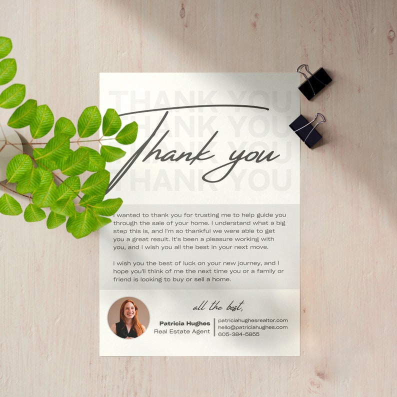 Thank You Real Estate Agent Card, Realtor Thank You Card, Real Estate ...