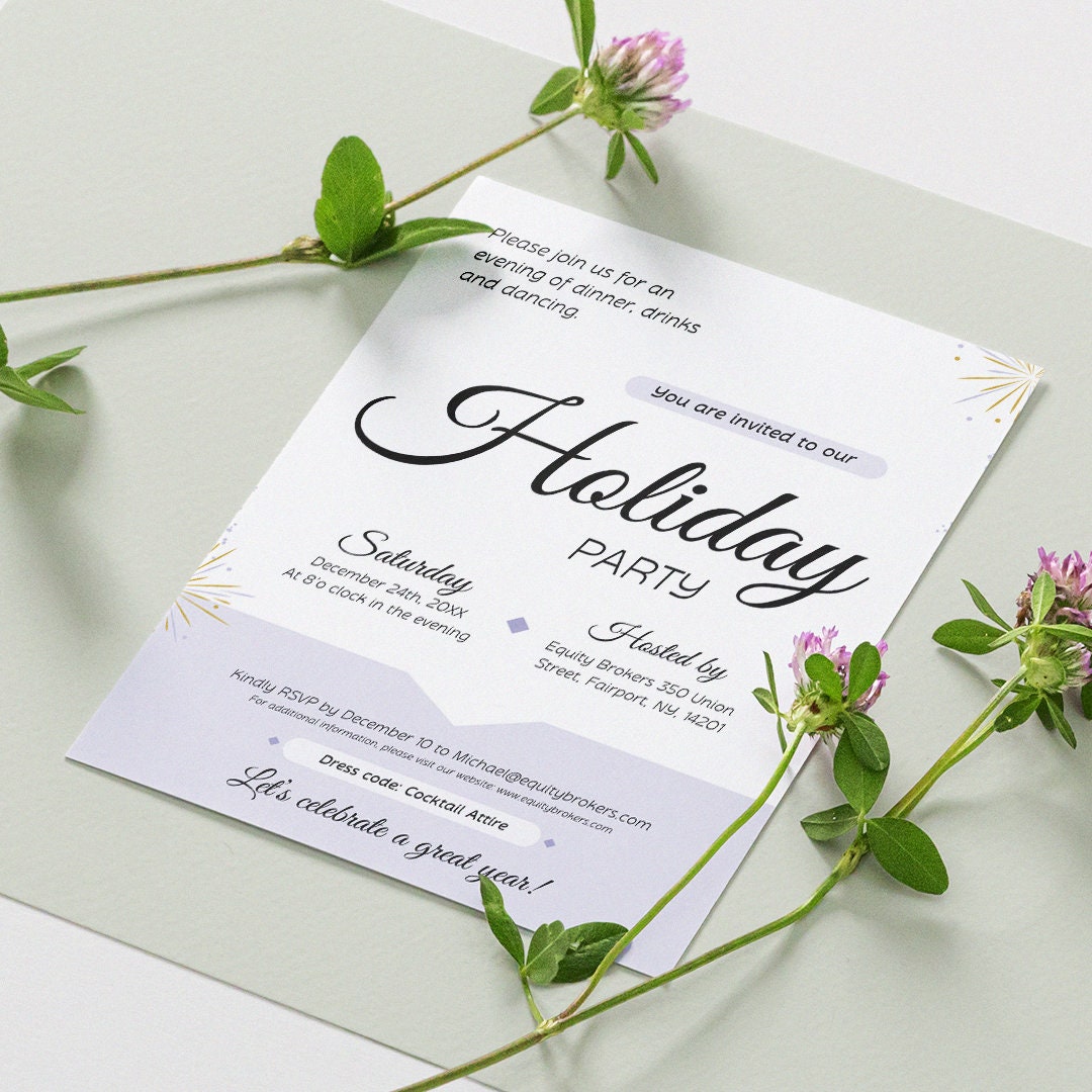 Elegant Classy Holiday Party Invitation Editable Template, Corporate ...