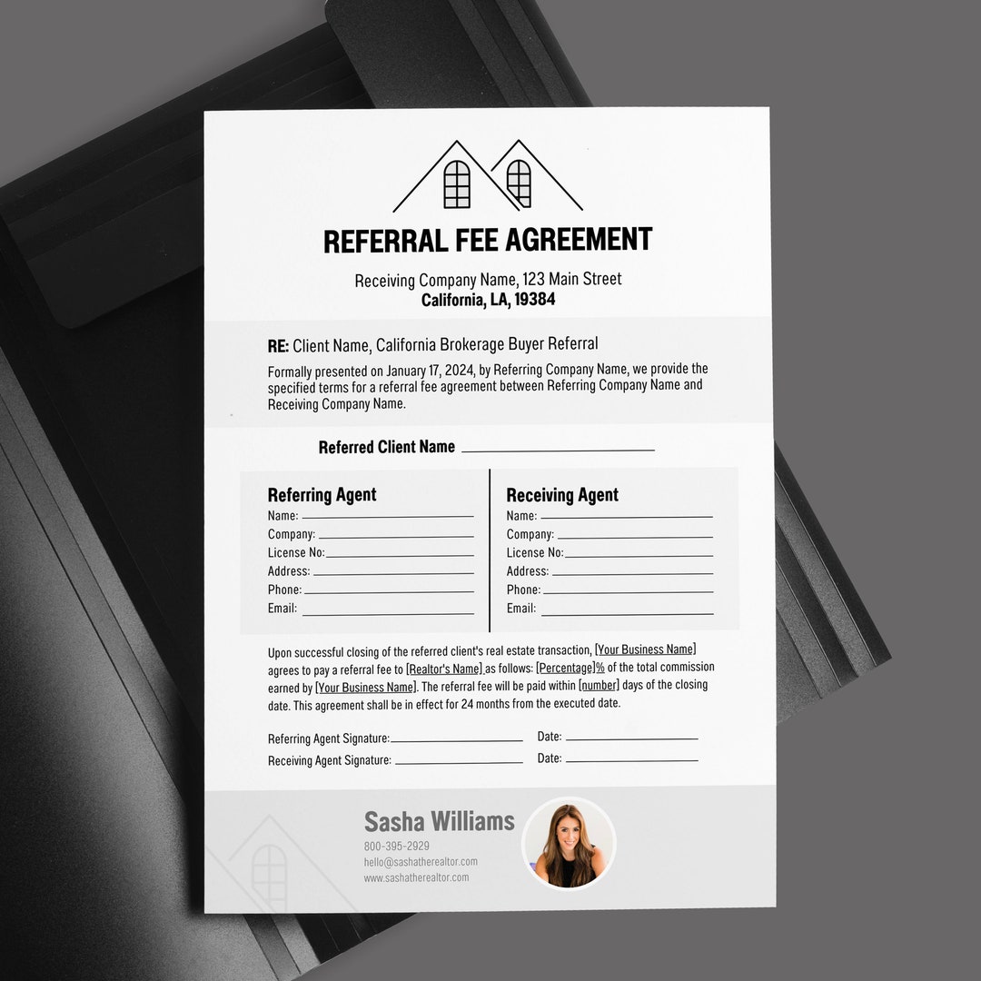 Referral Agreement Template | Real Estate Referral | Realtor Template ...