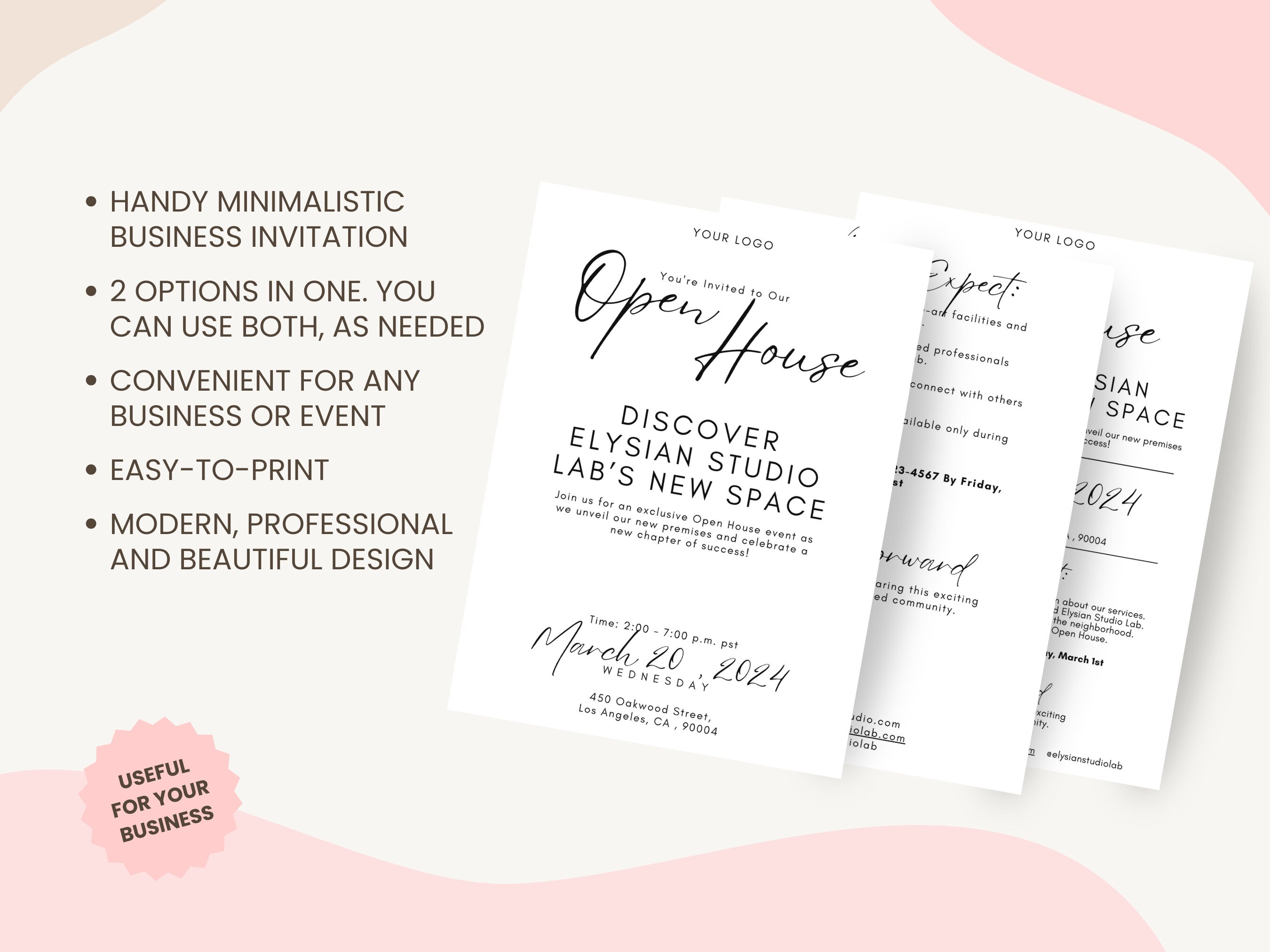 Open House Invitation Template | Mixer Invite | Small Business ...