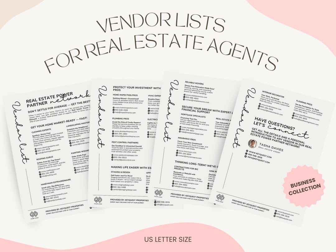 Real Estate Trusted Vendor List Template | Realtor Referral, Preferred ...