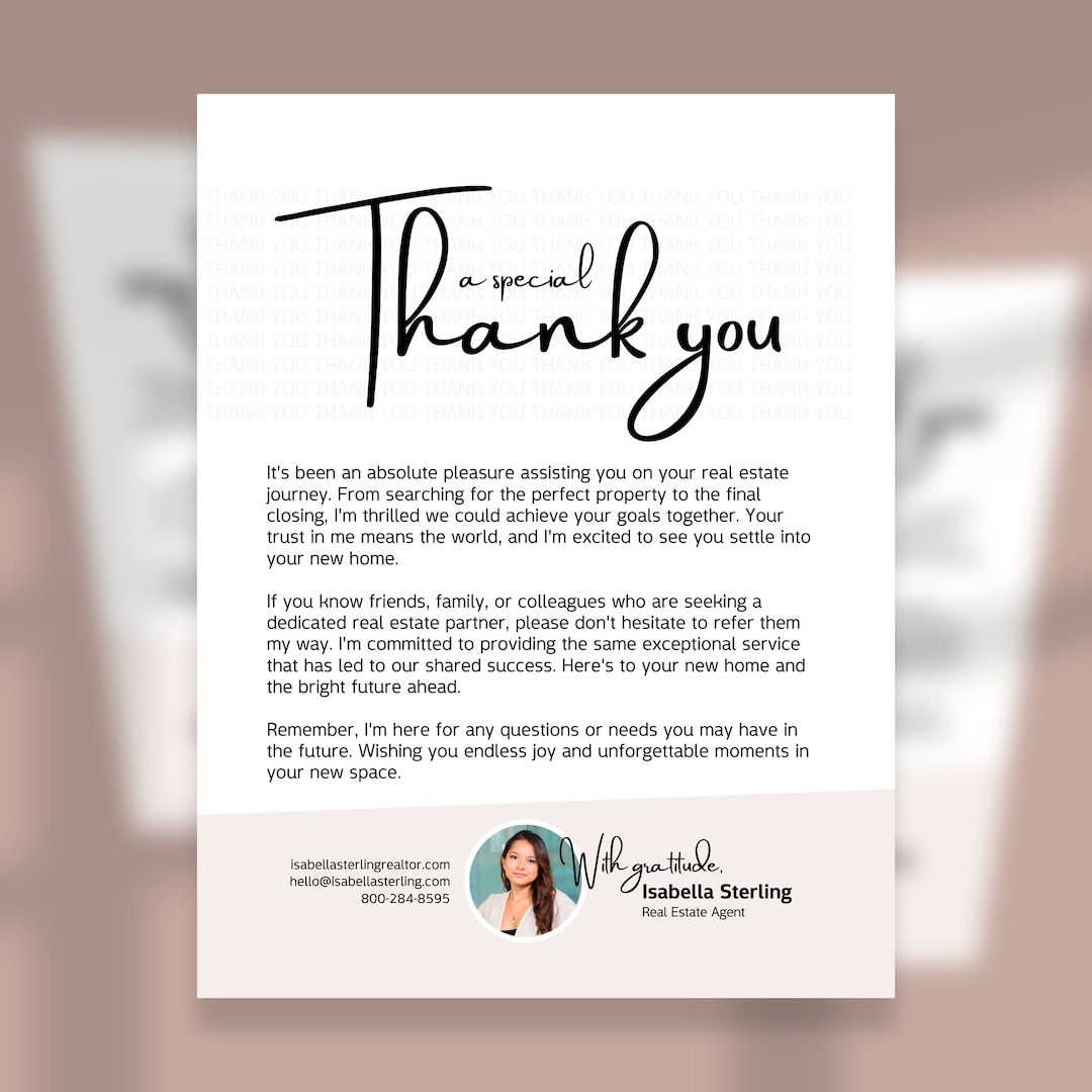 Realtor Marketing Thank You Letter | Referral Prospecting | New Agent ...