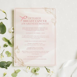 Breast Cancer Event Invitation, Breast Cancer Awareness Month, DIY ...