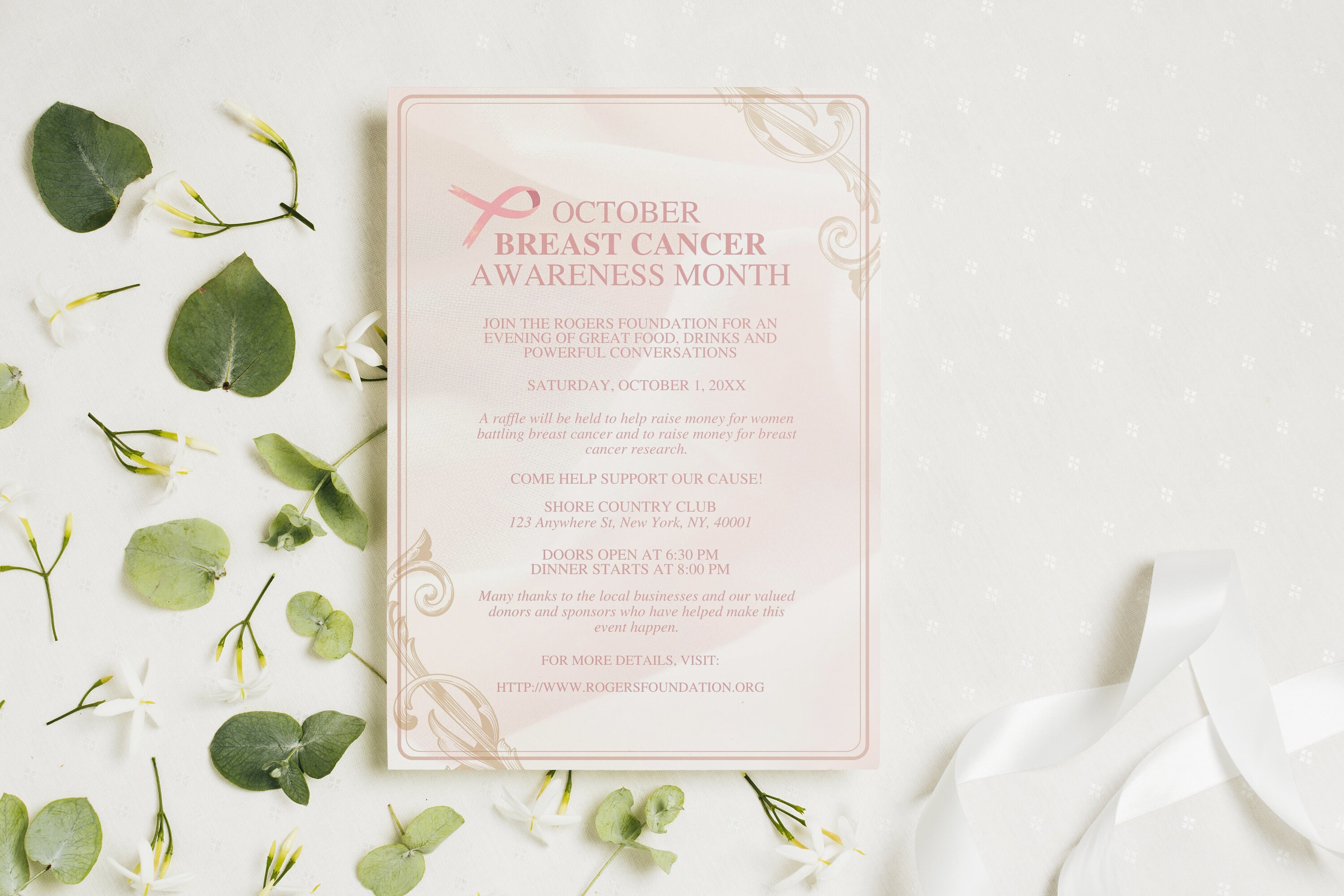 Breast Cancer Event Invitation, Breast Cancer Awareness Month, DIY ...