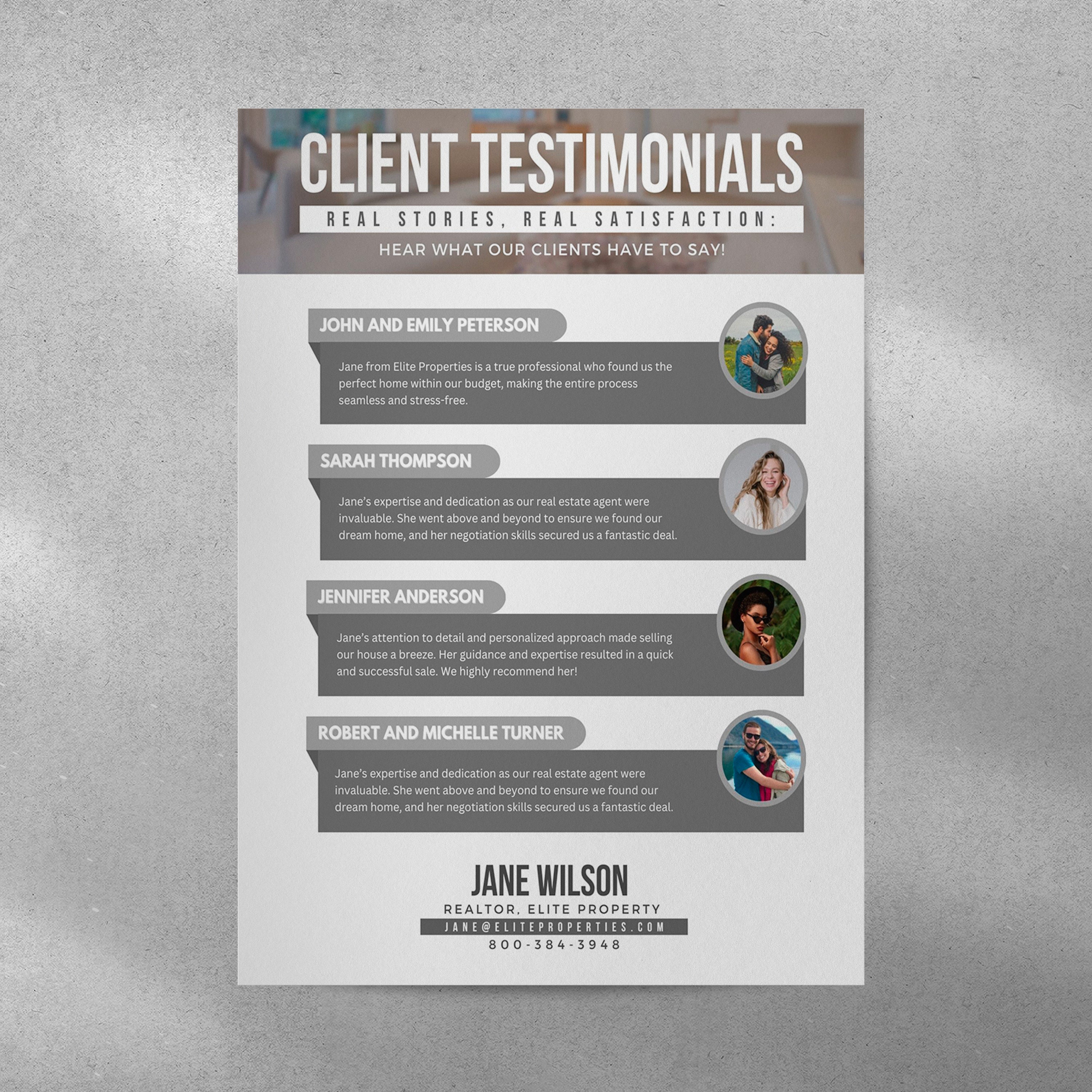 Real Estate Testimonial Flyer, Real Estate Marketing, Realtor Client ...