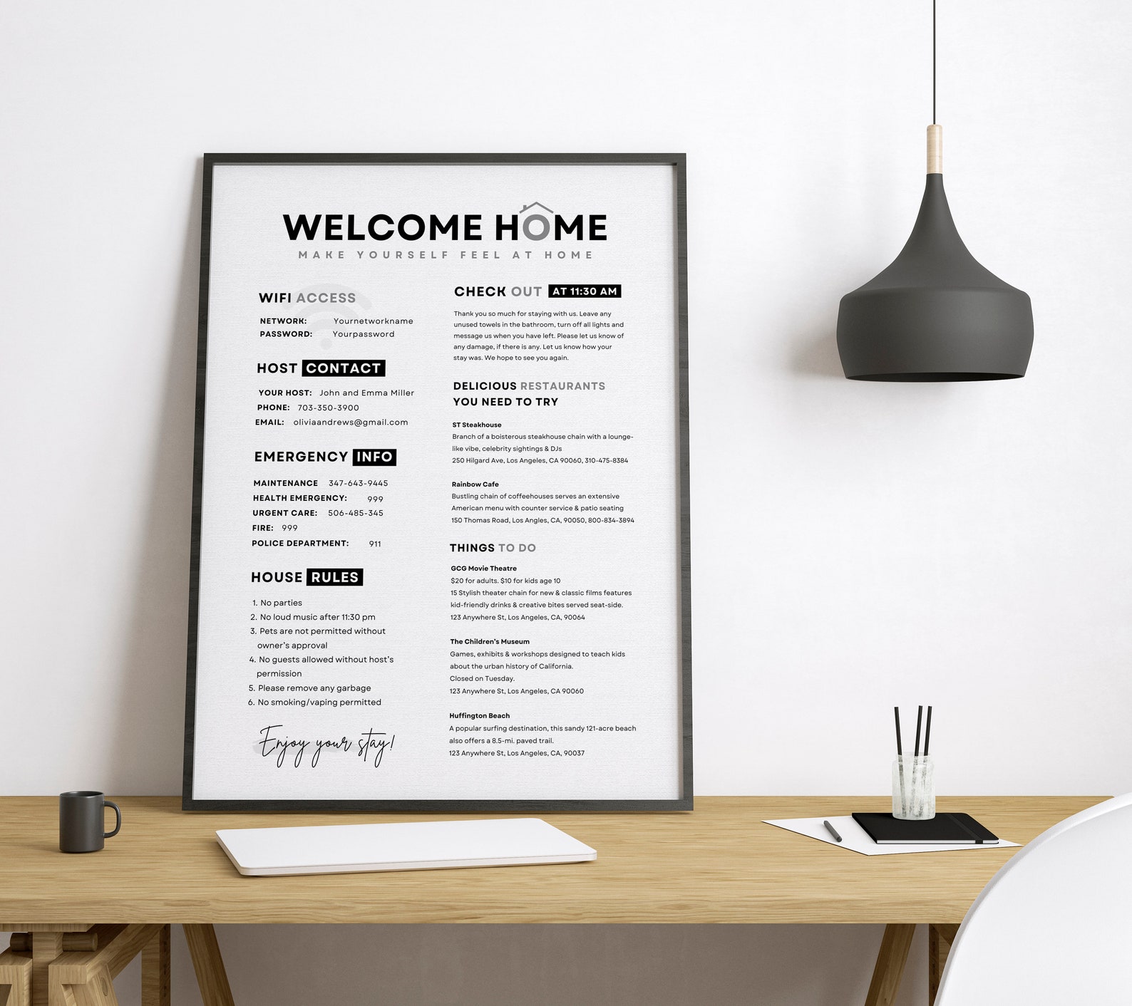 1 Page Airbnb Welcome Sign Template| Welcome Guide Airbnb| Airbnb ...