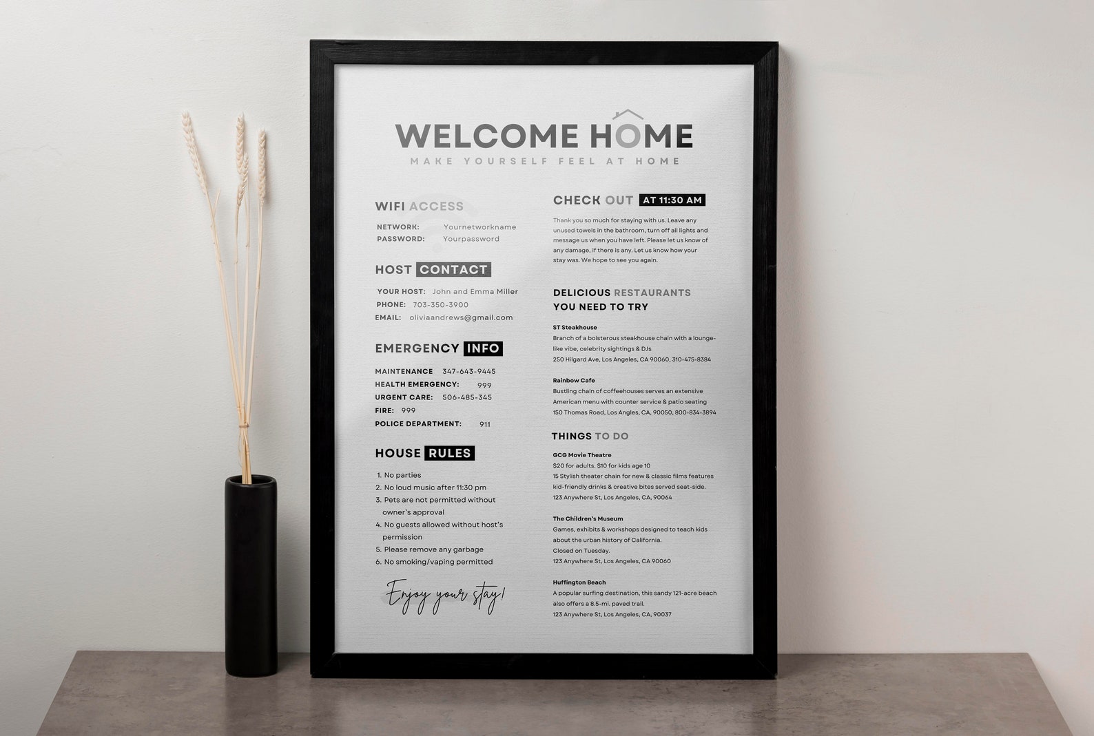 1 Page Airbnb Welcome Sign Template| Welcome Guide Airbnb| Airbnb ...