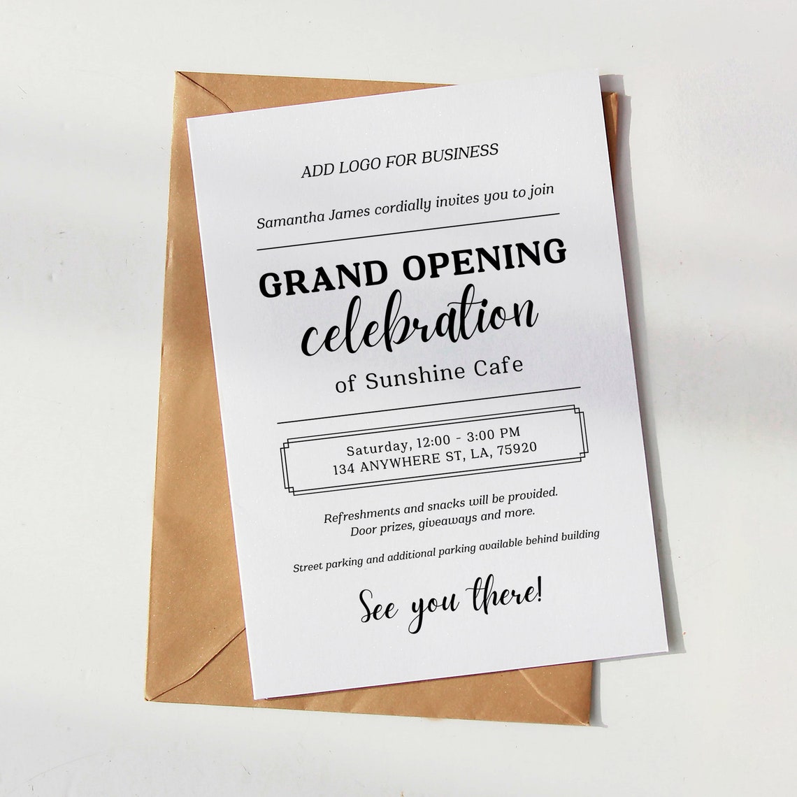 Simple Business Invitation Template, Add Logo, Printable Business ...