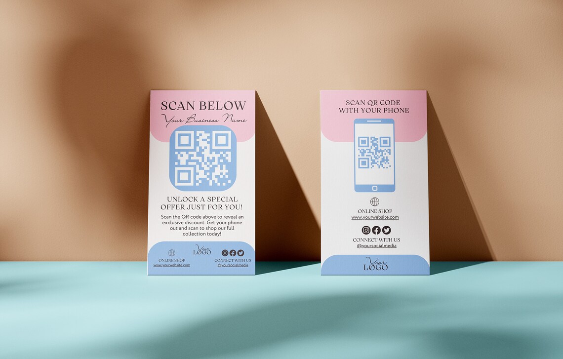 Custom QR Code Sign Design, Scan QR Code Template, Printable Scan to ...