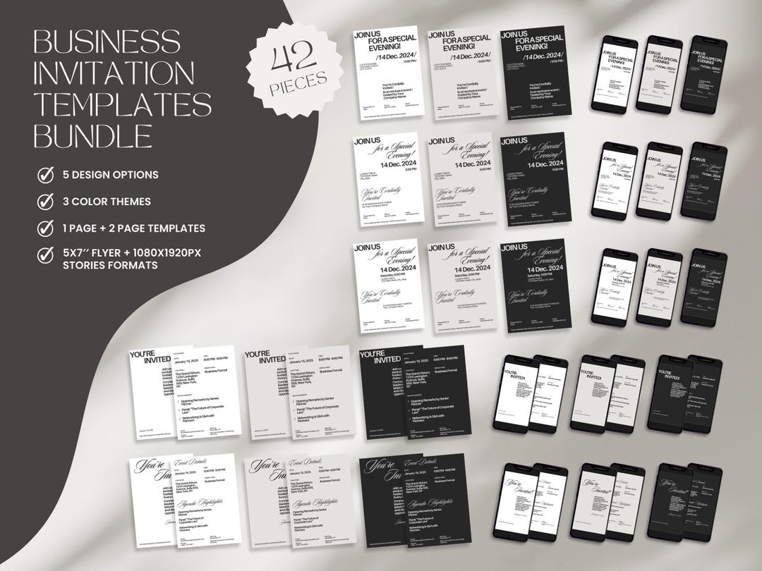 Modern Business Invitation Bundle Canva, Special Event Invite, Grand ...