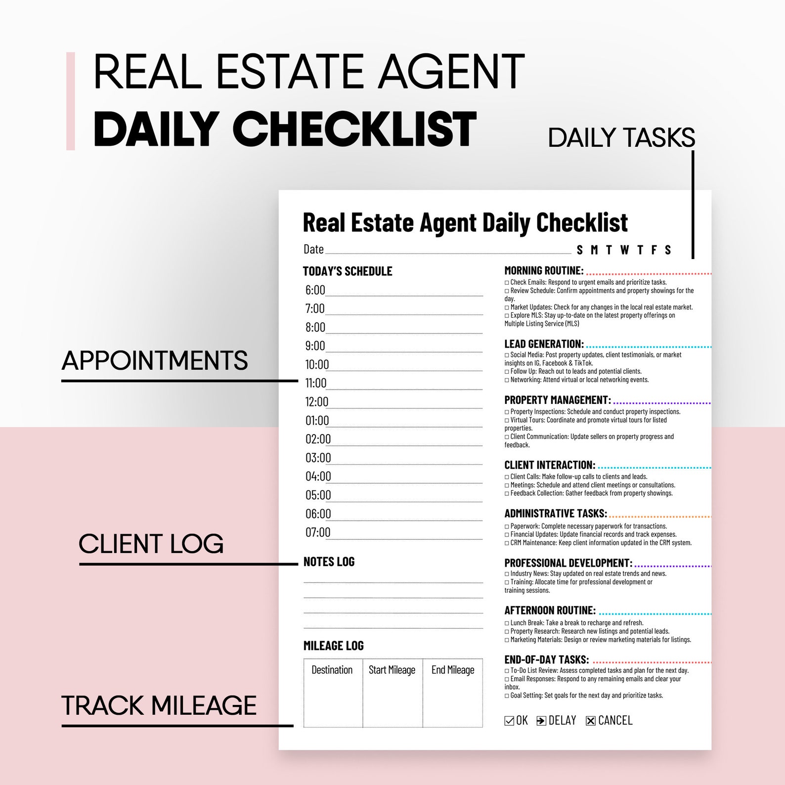 Real Estate Agent Daily Checklist and Business Planner: Digital ...