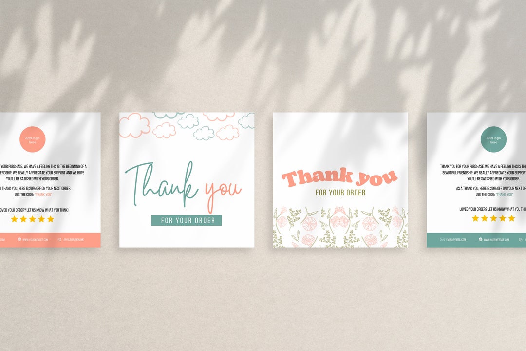 Pastel Retro Square Thank You Card Business Template | Canva Editable ...