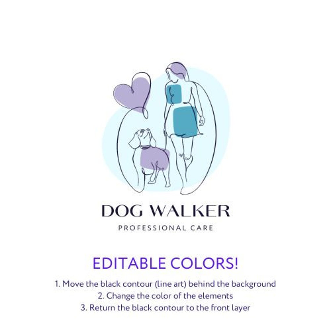 Dog Walking Logo, Pet Logo, Dog Logo, Paw Logo, Pet Sitting Logo, Doggy ...