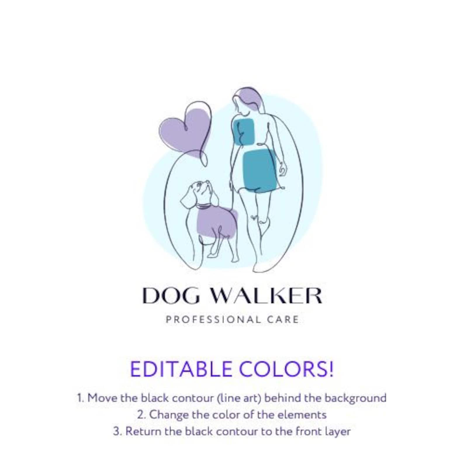 Dog Walking Logo, Pet Logo, Dog Logo, Paw Logo, Pet Sitting Logo, Doggy ...