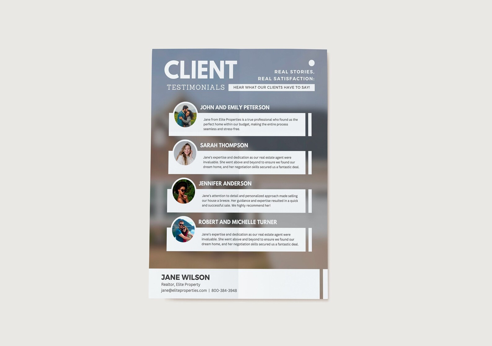 Real Estate Testimonial Flyer, Real Estate Marketing, Realtor Client ...