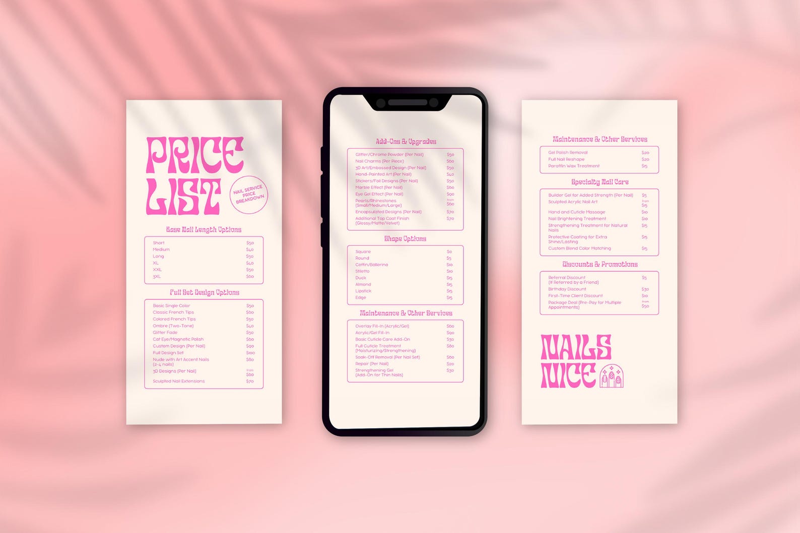 Nail Price Breakdown Sheet, Nail Price Breakdown Template, Nail Quote ...