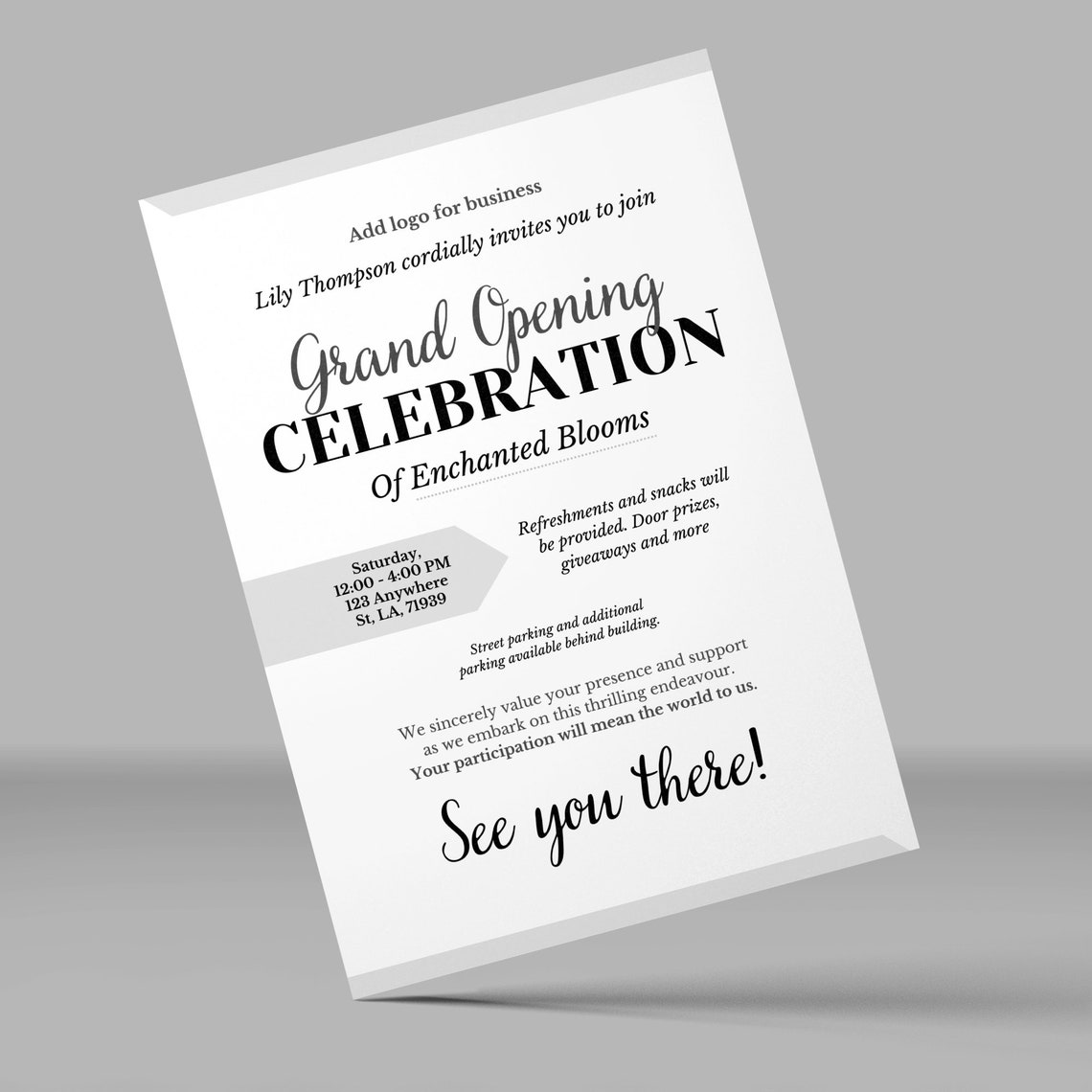 Simple Business Invitation Template, Add Logo, Printable Business ...