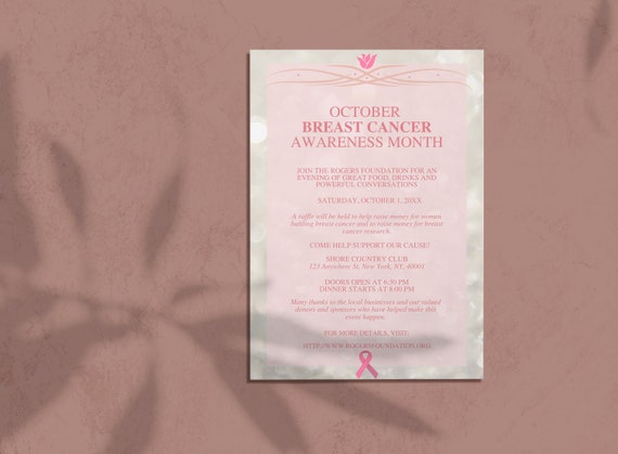 Breast Cancer Event Invitation Breast Cancer Awareness Month - Etsy