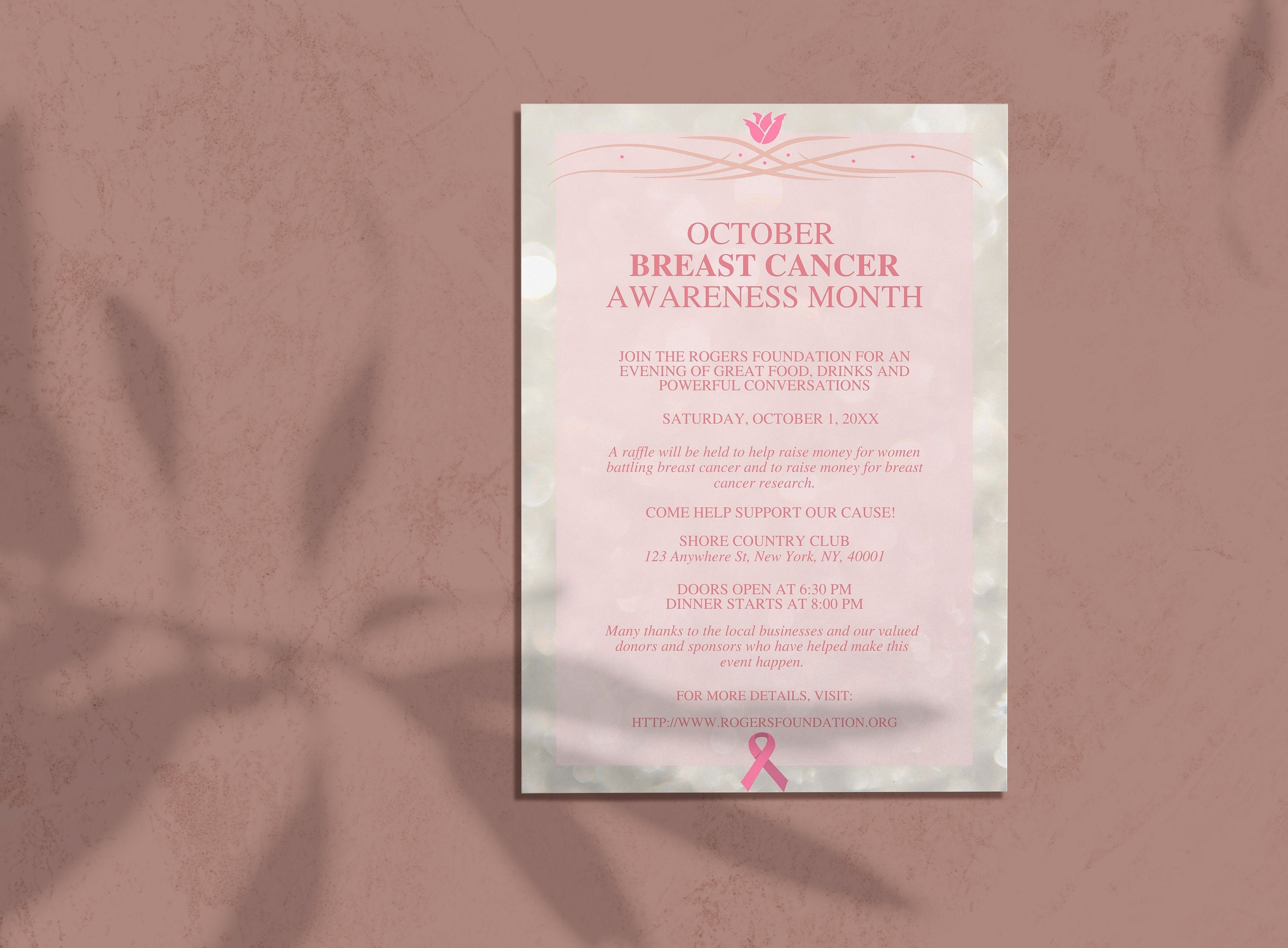 Breast Cancer Event Invitation, Breast Cancer Awareness Month, DIY ...