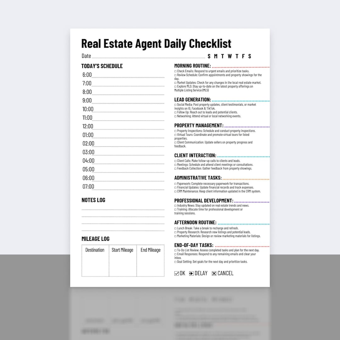 Real Estate Agent Daily Checklist and Business Planner: Digital ...