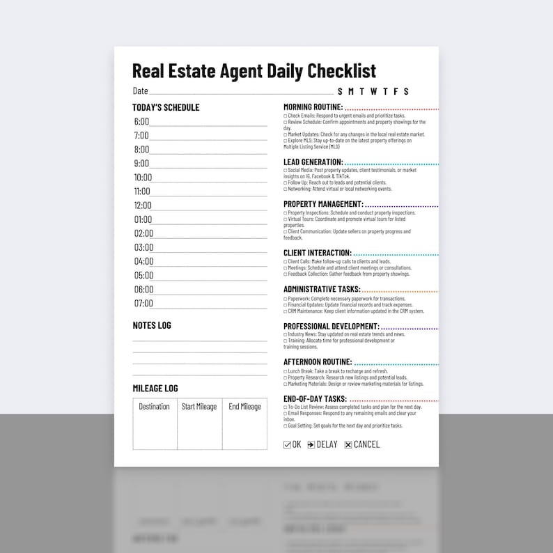 Real Estate Agent Daily Checklist and Business Planner: Digital ...