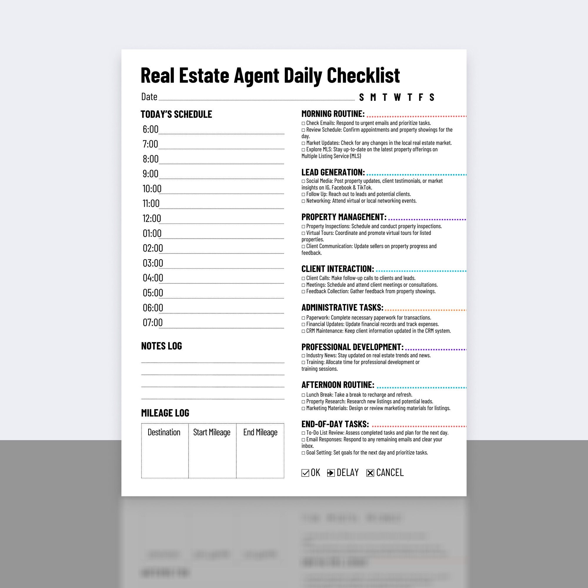 Real Estate Agent Daily Checklist and Business Planner: Digital ...