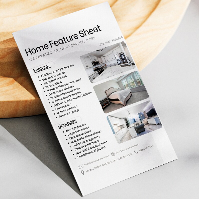 Real Estate Home Feature Sheet Flyer Template Real Estate - Etsy