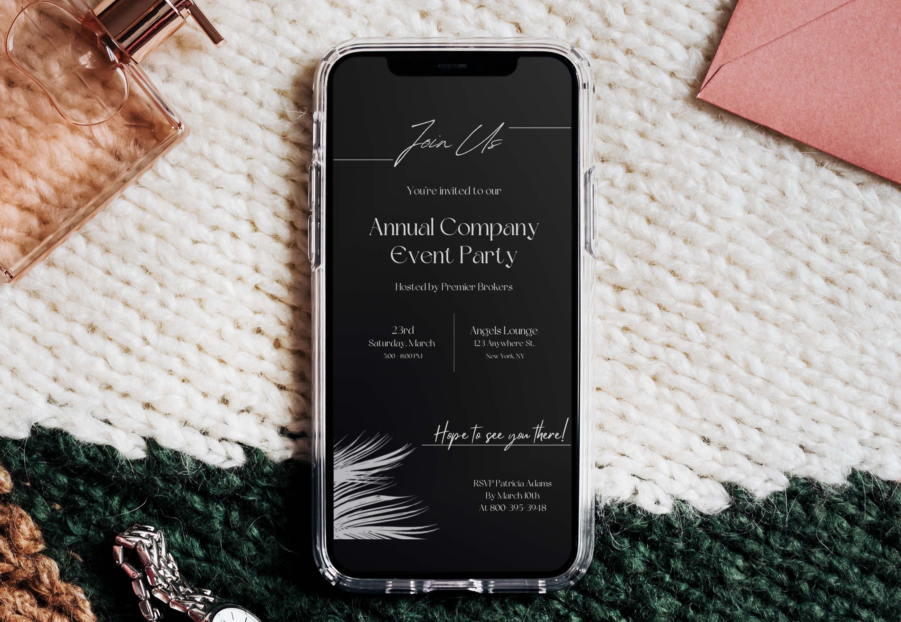 Minimal Business Invitation, Custom Digital Mobile Text Message Invite ...