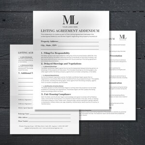 Real Estate Addendum, Real Estate Listing Agreement, Property Sales ...