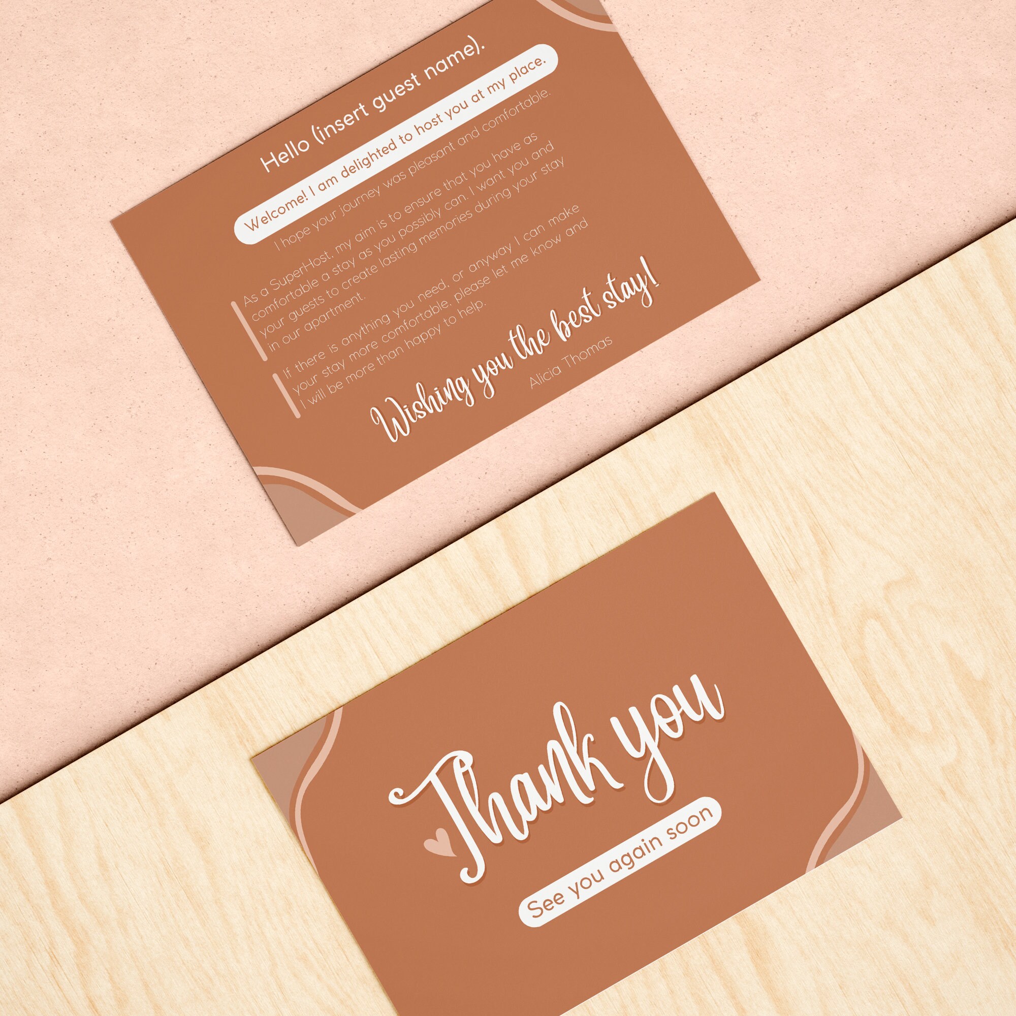 Airbnb Host Thank You Card Template, Canva EDITABLE Airbnb Host ...