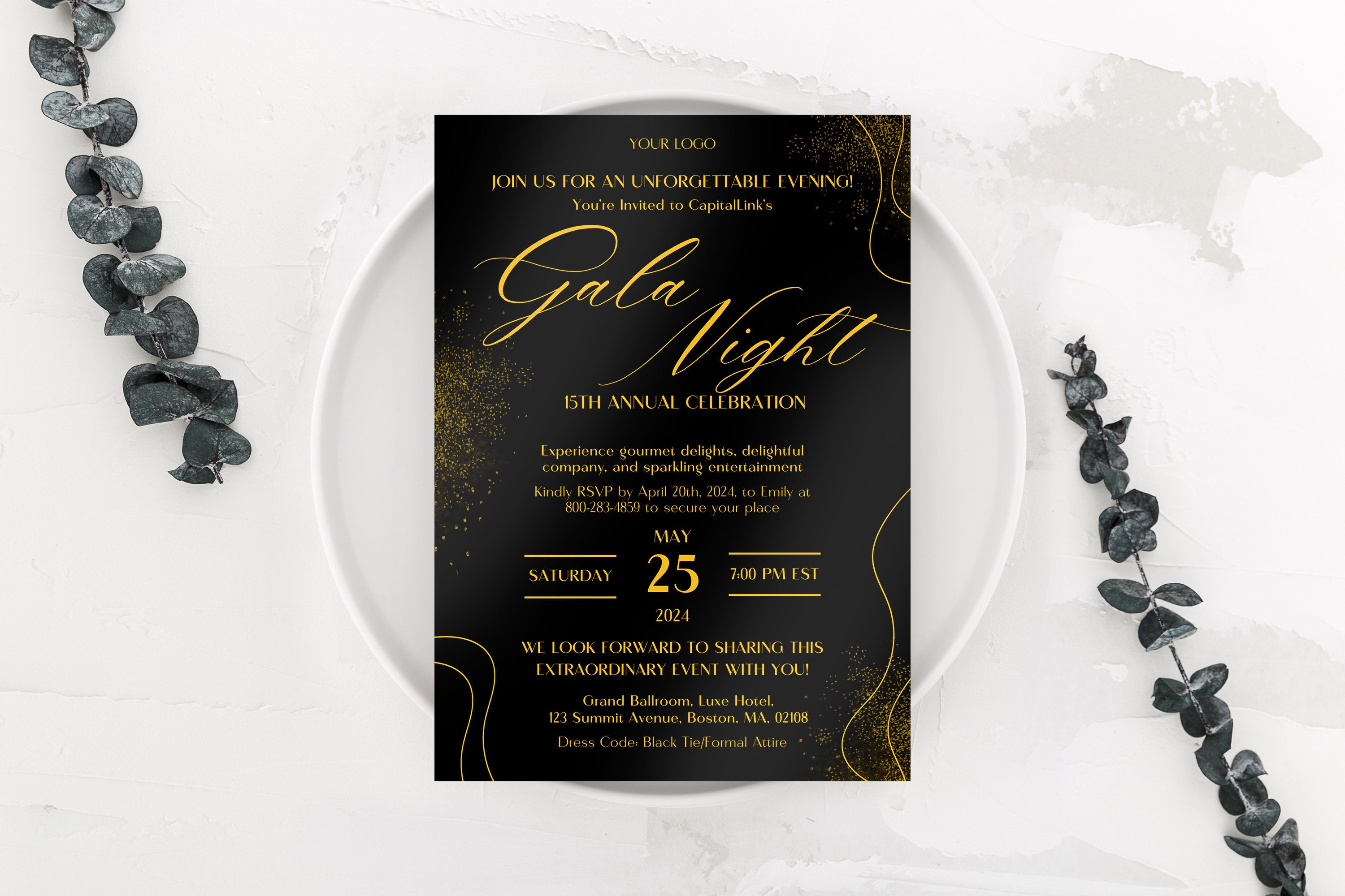 Gala Invitation Template, Dinner Party Invitation, Business Invitation ...
