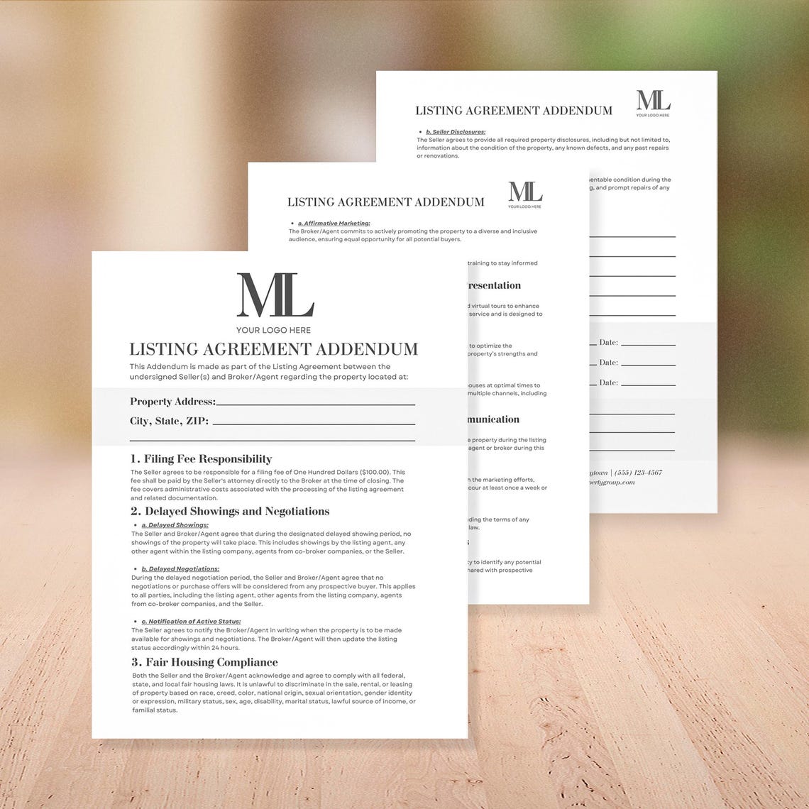 Real Estate Addendum, Real Estate Listing Agreement, Property Sales ...