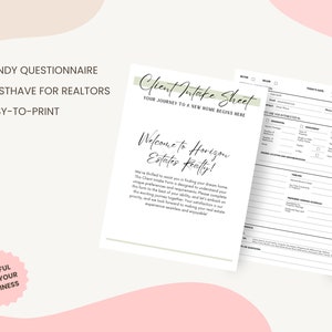 Client Intake Sheet | Real Estate | Real Estate Agent | Instant ...